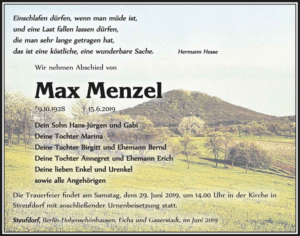 Max Menzel – Südthüringer Rundschau • Meinungsfreudig. Unabhängig ...