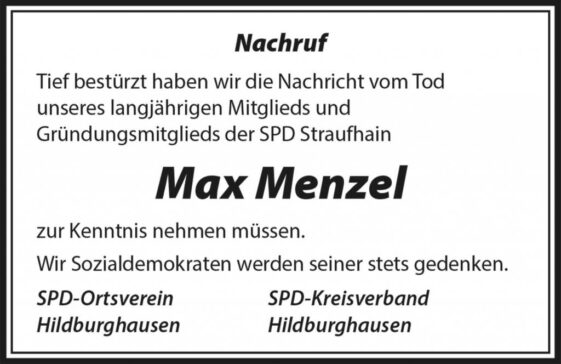 Max Menzel – Südthüringer Rundschau • Meinungsfreudig. Unabhängig ...