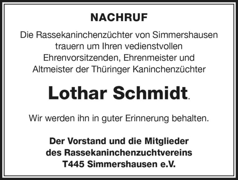 Lothar Schmidt – Südthüringer Rundschau • Meinungsfreudig. Unabhängig ...